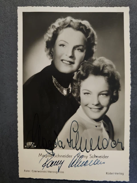 ROMY SCHNEIDER UND MAGDA SCHNEIDER original Autogramme Rüdel Postkarte ...