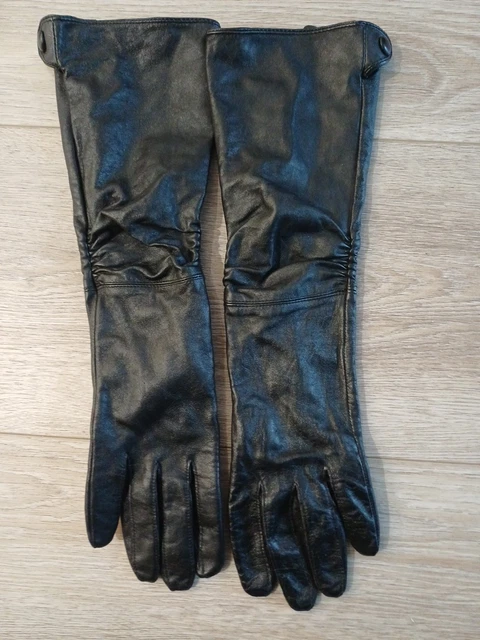 LADIES LONG Gloves Black Soft Leather Pristine Condition £30.84 ...