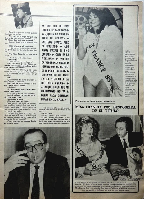 1985 MISS FRANCE CAROLE TREDILLE SCANDAL: SPANISH PRESS CUT 1 page £4.28 - PicClick UK