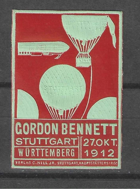 POSTER STAMP, VIGNETTE, Cinderella. Aviation Gordon Bennett 1912 EUR 5 ...