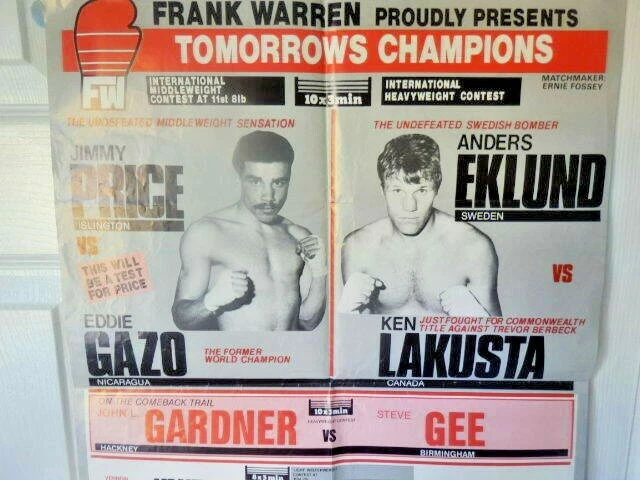 ANDERS EKLUND V Ken Lakusta + Jimmy Price - Boxing Poster - 1983 £41.99 - PicClick UK