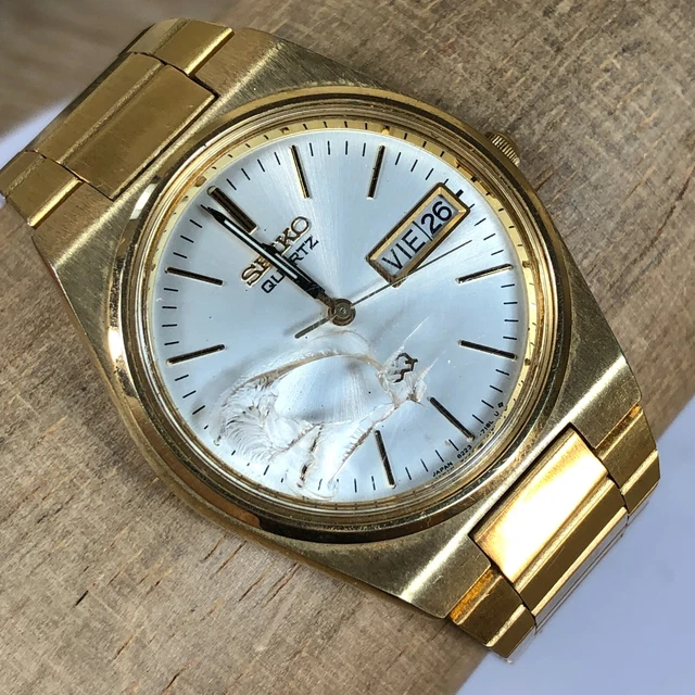 VINTAGE SEIKO SQ Quartz Day/Date Watch 8223-7149 Gold Tone £52.97 - PicClick UK