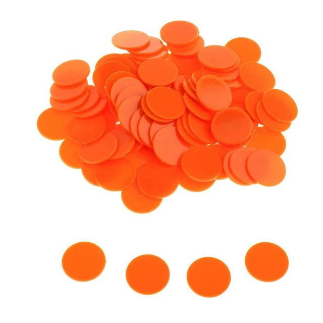 200 PACK PLASTIC Large Numbers Tokens Coins barreled Chip money Orange ...