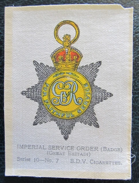 BDV CIGARETTE SILKS Card Ww1 Imperial Service Order military EUR 2,36 ...