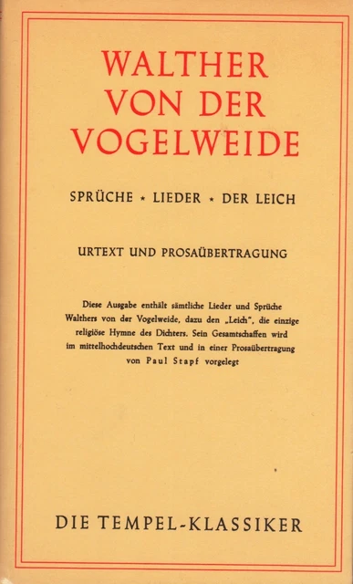 SPRÜCHE - LIEDER - Der Leich. Urtext und Prosaübertragung | Buch ...
