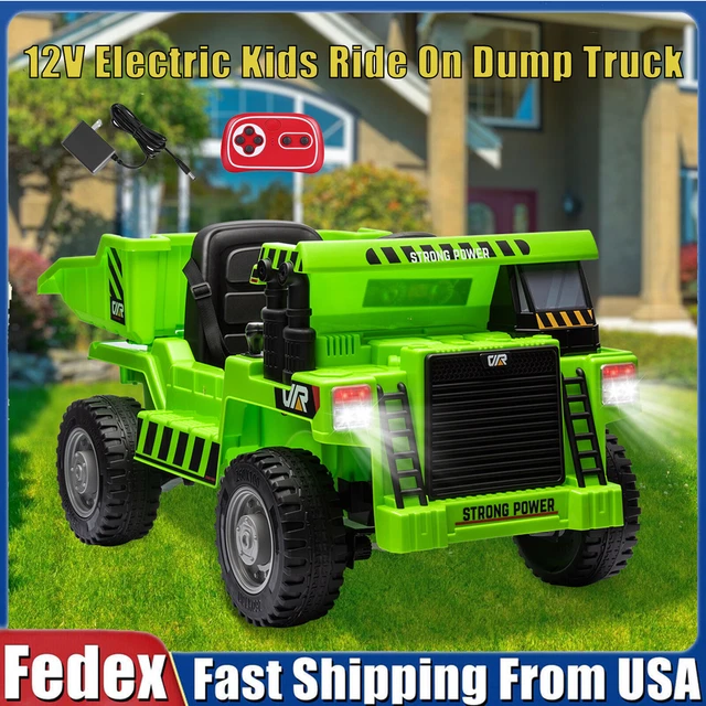 12V BATTERY KIDS Ride On Dump Truck RC Construction Tractor w/ Electric ...