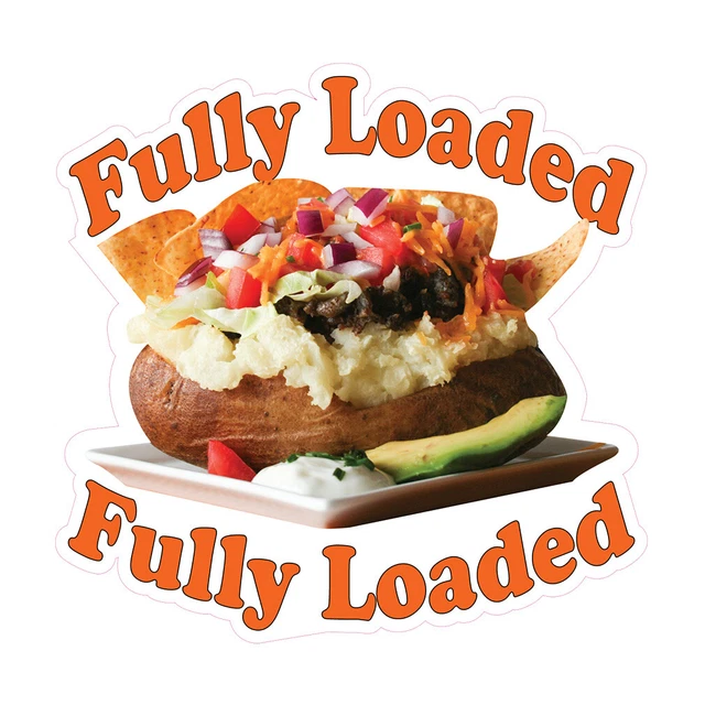 FOOD TRUCK DECALS Fully Loaded Baked Potato Concession Concession Sign ...