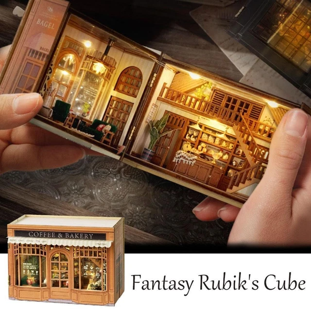 3D WOODEN BOOK Kit DIY Miniature House Book Bookshe Model LED t Bes🔥UK ...