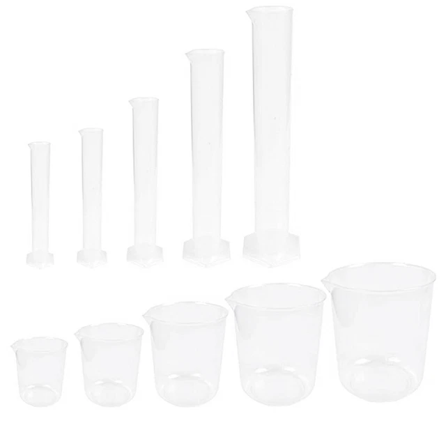 PLASTIC GRADUATED CYLINDER and Beaker Sets Laboratory Measuring Device ...