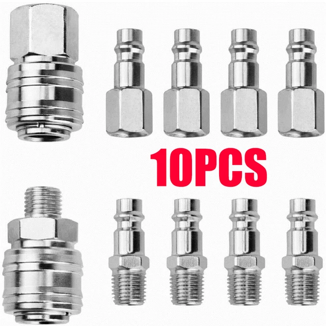 10PCS 1/4 BSP Euro Air Line Hose Compressor Fitting Connector Quick ...