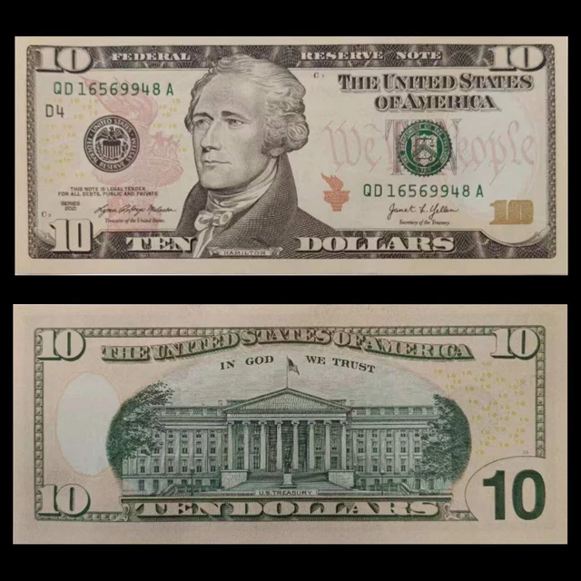 UNITED STATES USA $10 Ten Dollar Bill Federal Reserve Note 2021 ...