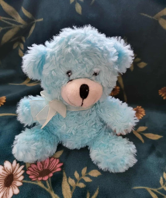 SMALL BLUE TEDDY Bear With Bow Plush Soft Toy Approx. 6" £4.35 - PicClick UK