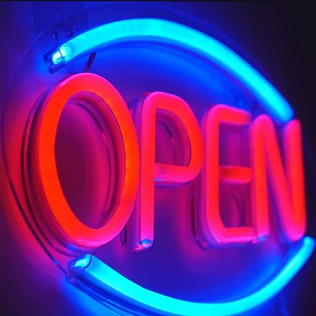 OPEN NEON SIGN Light Cafe Shop Bar Night Lamp Wall LED Hanging Decor ...