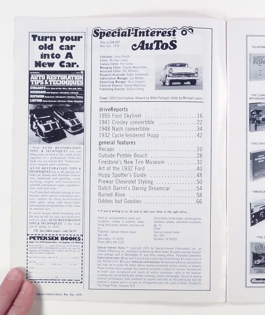 1976 NOV SPECIAL-INTEREST AUTOS Pebble Beach FIRESTONE MUSEUM Ford ...