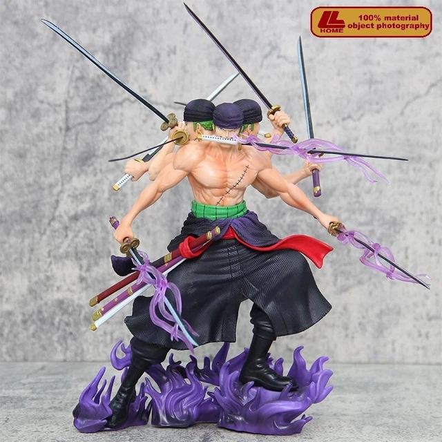 ANIME ONE PIECE Roronoa Zoro 3 Heads 9 Swords Asura Fight Figure Statue ...