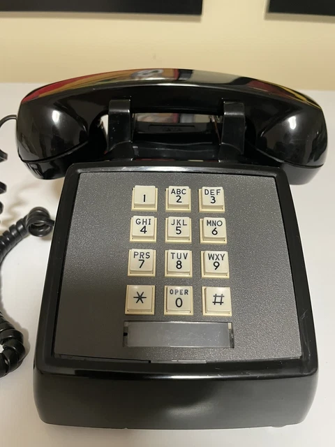 VINTAGE BELL SYSTEM Western Electric Push Button Dial Phone AT&T Black ...