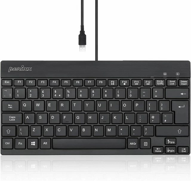 PERIXX PERIBOARD-426 WIRED USB Mini Keyboard, QWERTY UK, Black EUR 17 ...