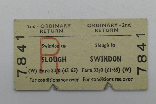 RAILWAY TICKET SLOUGH to Swindon 2nd class BRB (W) #7841 EUR 4,28 ...