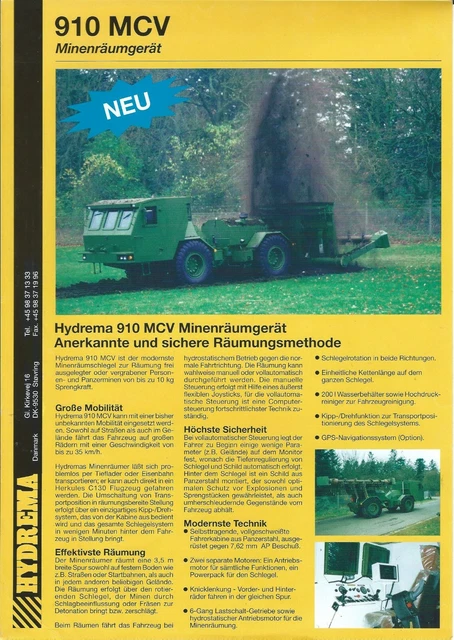EQUIPMENT BROCHURE - Hydrema 910 MCV Minenraumgerat Mine Clearing DANISH (E5613) $16.95 ...