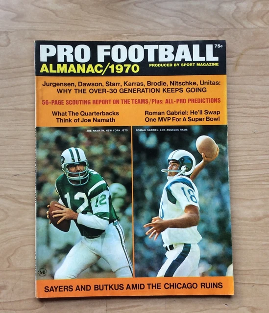 1970 PRO FOOTBALL Almanac Magazine, Joe Namath -Jets, Roman Gabriel ...