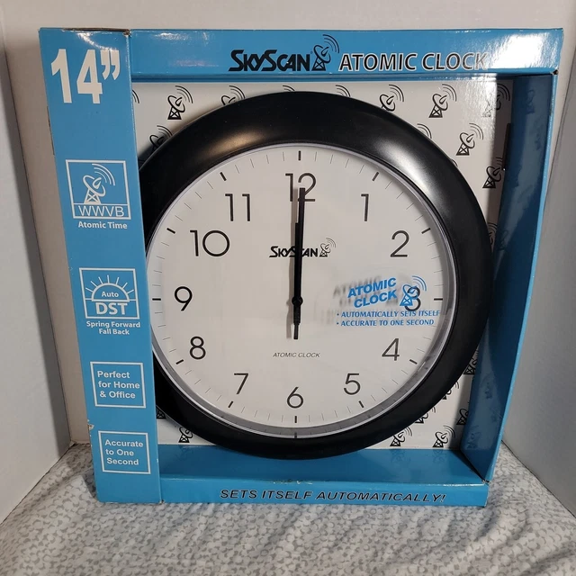 SKYSCAN ATOMIC WALL Clock 14 inch office classroom second hand NIB Z6 ...