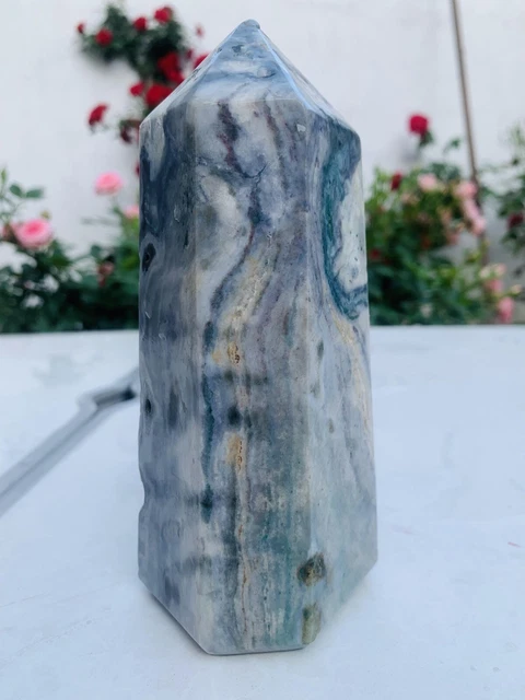 BÂTON DE GUÉRISON énergétique 884G cristal de jaspe naturel océanique ...