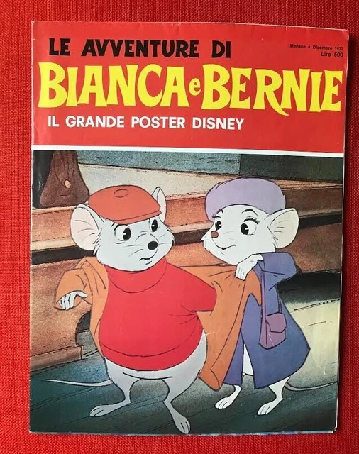 LE AVVENTURE DI Bianca e Bernie IL GRANDE POSTER DISNEY 1977 con mini ...