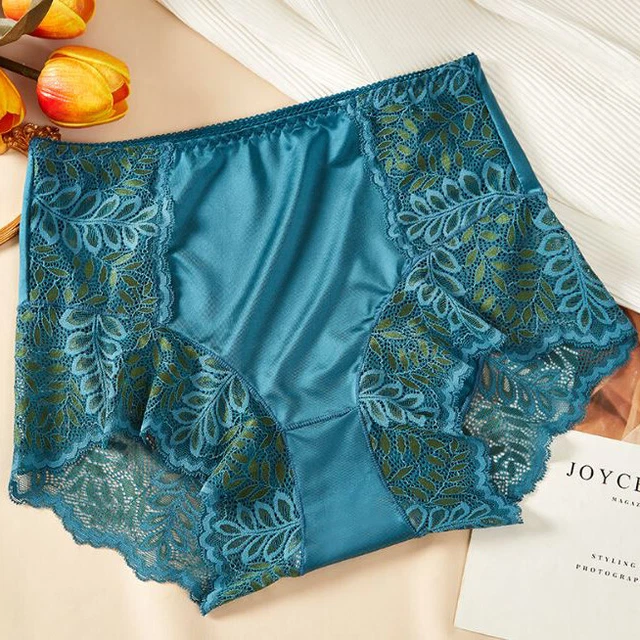 Ladies Womens Sexy Silky Satin Knickers Panties Lace High Waist Brief