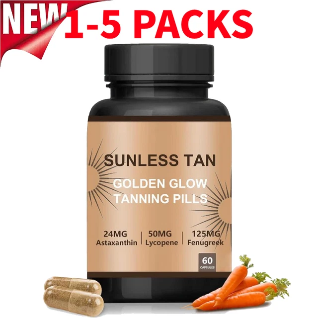 1-5 PACKS TANNING Vitamin Capsules-Sunless Tan-Golden Glow Tanning ...