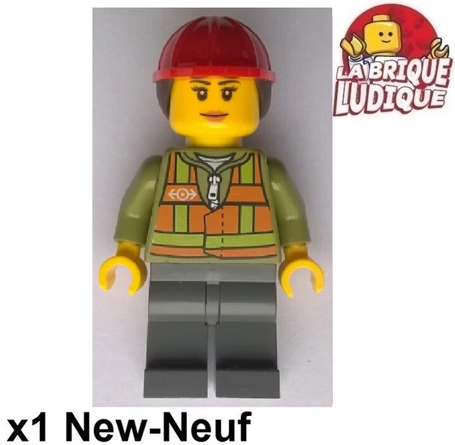 LEGO FIGURE MINIFIG City Worker Construction Site Train Women's Helmet ...