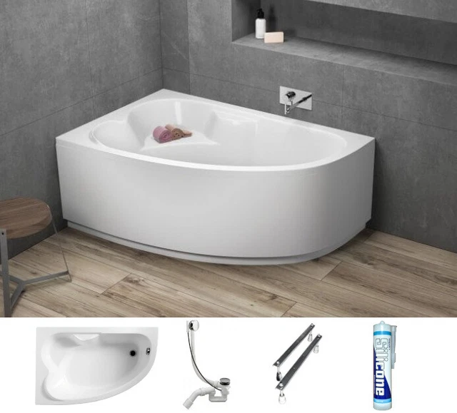 VASCA DA BAGNO vasca ad angolo acrilico 140 x 80/90 cm grembiule ...