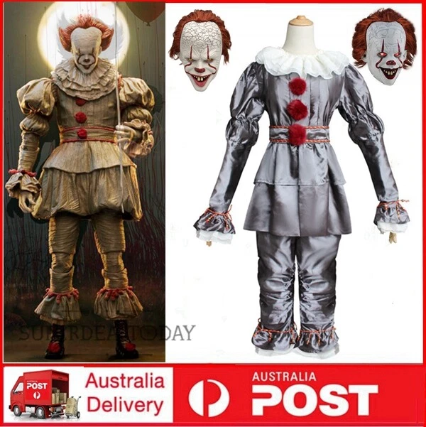 ADULT MEN IT Pennywise Clown LED Mask Halloween Party Cosplay Costume ...