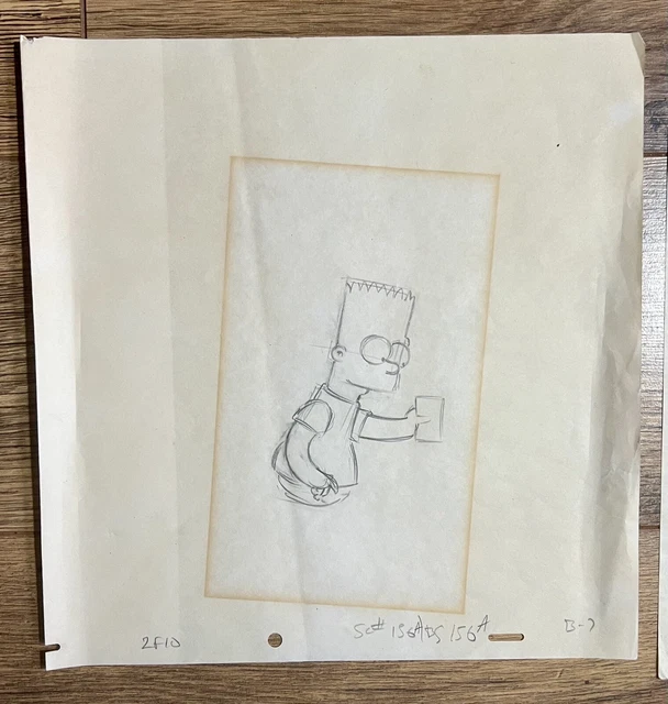 The Simpsons Original Production Pencil Drawing Bart Simpson And Coa £2000 Picclick Uk