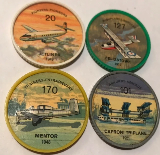 SET OF 4 1960's Hostess Jello Airplane Coin #170 #101 #127 #120 FREE ...