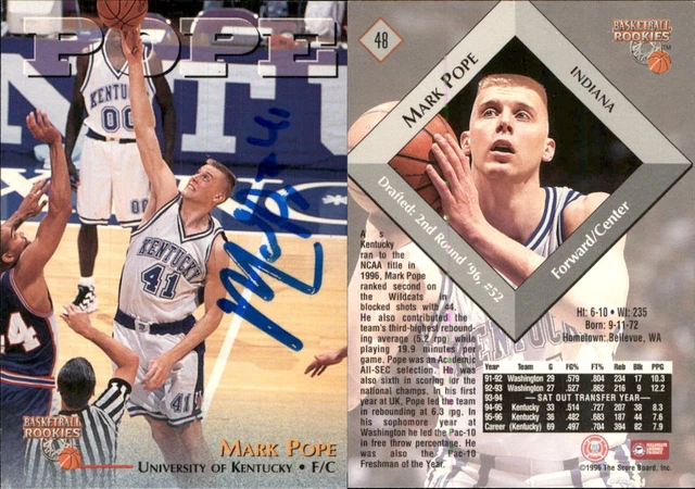 CARTE MARK POPE signée 1996 Score Board recrues #48 Kentucky Wildcats ...