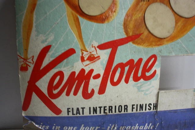 VINTAGE HARDWARE PAINT Shop Store Kem-Tone Colour Chart Advertising ...