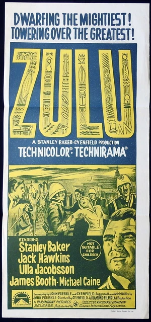 ZULU ORIGINAL 1960S Daybill Movie Poster Stanley Baker Jack Hawkins ...