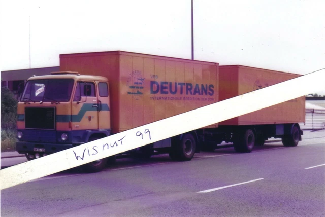 DEUTRANS-FOTO DDR OLDTIMER VEB Kraftverkehr LKW Volvo F 88 Hängerzug ...