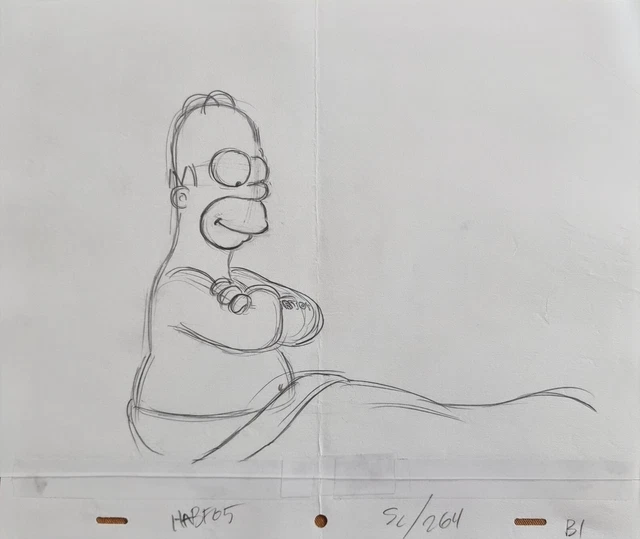 SIMPSONS TV SHOW Original Cartoon Animation Art Cel Drawing Homer ...