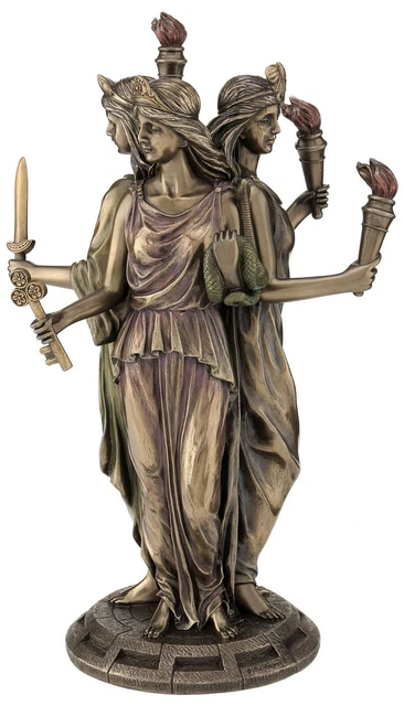 BRONZE FINISH TRIPLE Form Hecate Greek Goddess of Magic Statue £72.54 ...