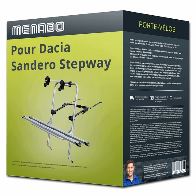 PORTE-VÉLO MENABO LOGIC 2 pour Dacia Sandero Stepway 11.2016-12.2020 2 ...