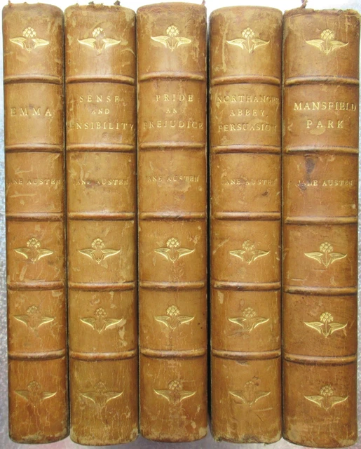 JANE AUSTEN - Works 5 vols complete 1897 - 1898 UK Art nouveau leather ...