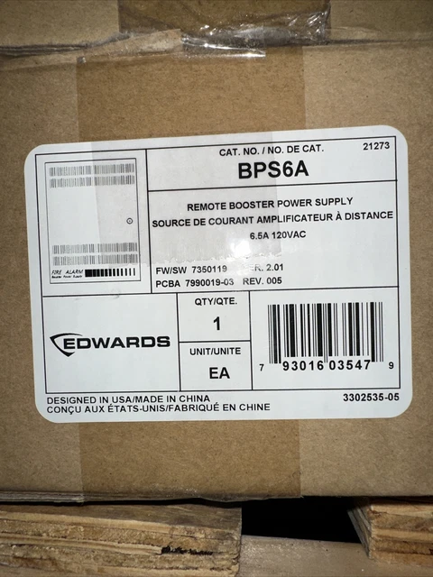 BLOC D'ALIMENTATION AMPLIFICATEUR d'alarme incendie EST Edwards BPS6A ...