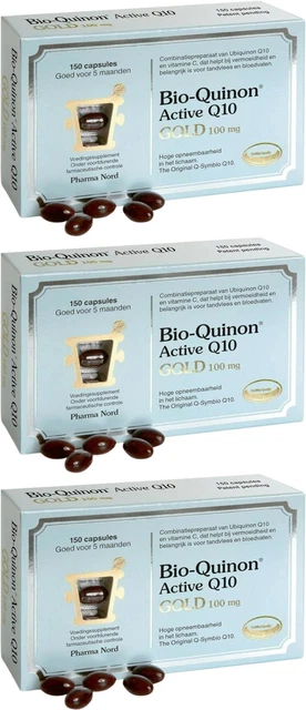 PHARMA NORD BIO-QUINONE Active Q10 GOLD 100mg 150 Capsules X 3 £166.99 ...