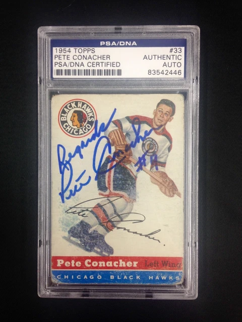 CARTE BLACKHAWKS SIGNÉE Pete Conacher Topps 1954 #33 Psa/Dna 83542446 ...