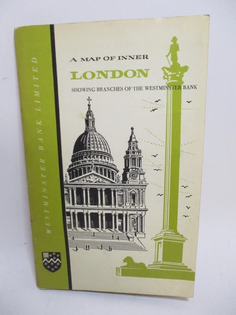 MAP OF INNER London Showing Branches Of Westminster Bank Ltd Paper Fold ...