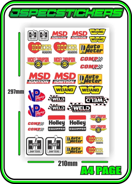 SCALE STICKER SHEET R/C Crawler 1/10 Drift Drag Car Brand Logos Vinyl ...