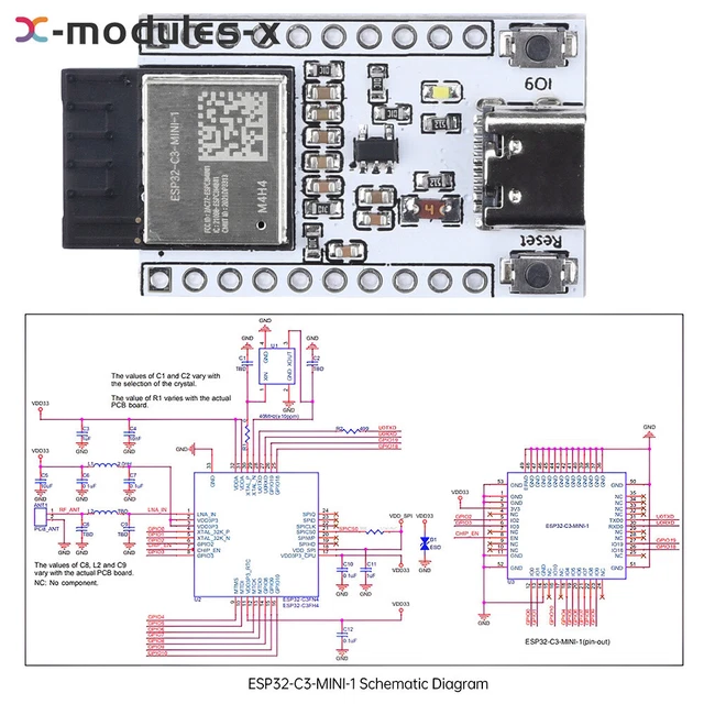 TYPE-C ESP32-C3-MINI WIFI Bluetooth Development Board ESP32-C3-MINI-1 ...