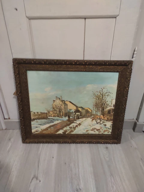 ANCIEN TABLEAU HUILE sur toile signé en bas a gauche encadrement authentique EUR 49,00 - PicClick IT