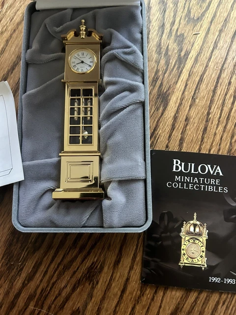 BULOVA MINIATURE CLOCK B0552 Grandfather Clock Mantle Doll House Decor ...